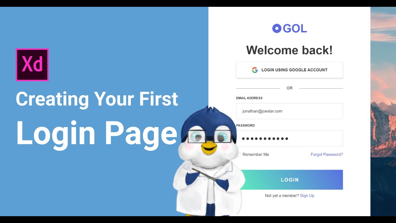 UI Design Exercise - Login Page in Adobe XD - YouTube