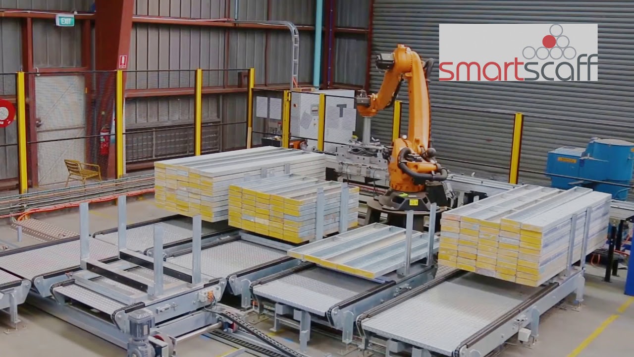 Steel Scaffold Board Stacking Robot - YouTube