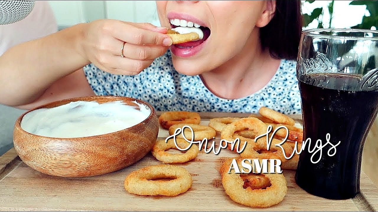 ASMR: Eating Onion Rings with Garlic Dip | EXTREMELY Crunchy Eating ...