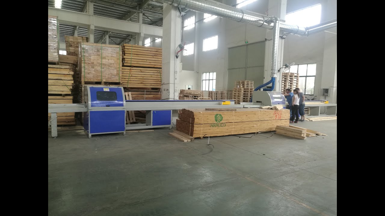 Automatic pallet block cutting machine | Automatic wood timber cutting ...