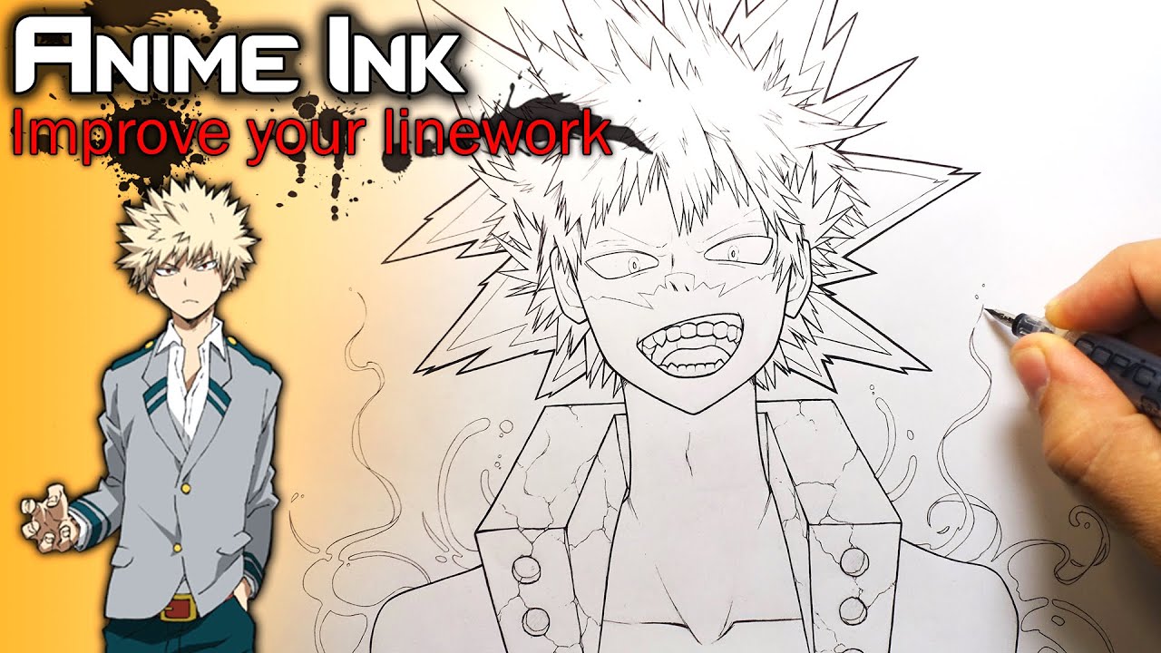 Drawing - Katsuki Bakugo (Boku no Hero Academia) (Inking) - YouTube