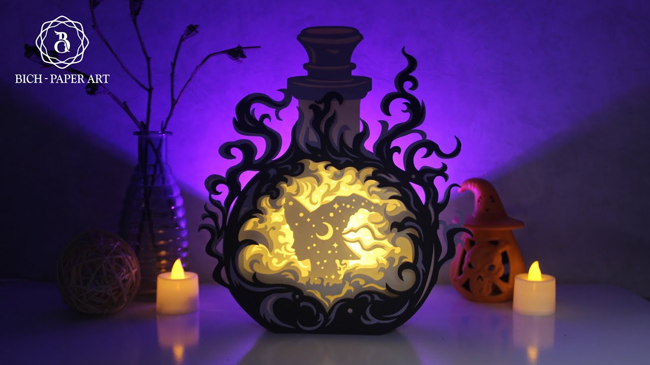 How to make a Magic Potion Bottle- Halloween Paper Cutting Decorating ...