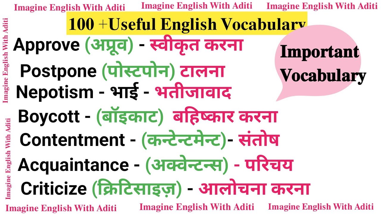 English Most Important Word Meaning|| Most Important Vocabulary ...