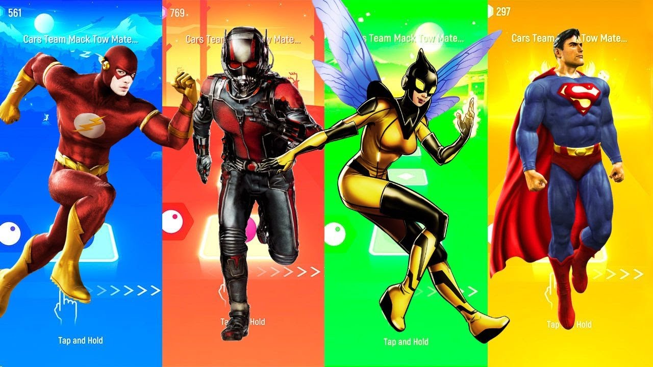 Flash vs Ant-Man vs Wasp vs Superman | Tiles Hop EDM Rush! - YouTube