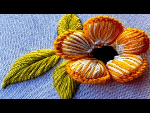 Very Beautiful 3D Flower Hand Embroidery Design | Flower Stitching ...