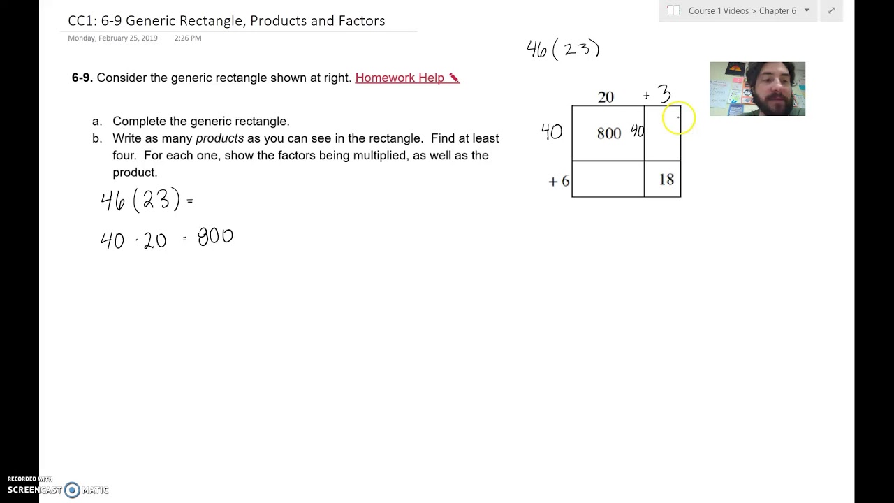 CC1: 6-9 Generic Rectangles, Products and Factors - YouTube