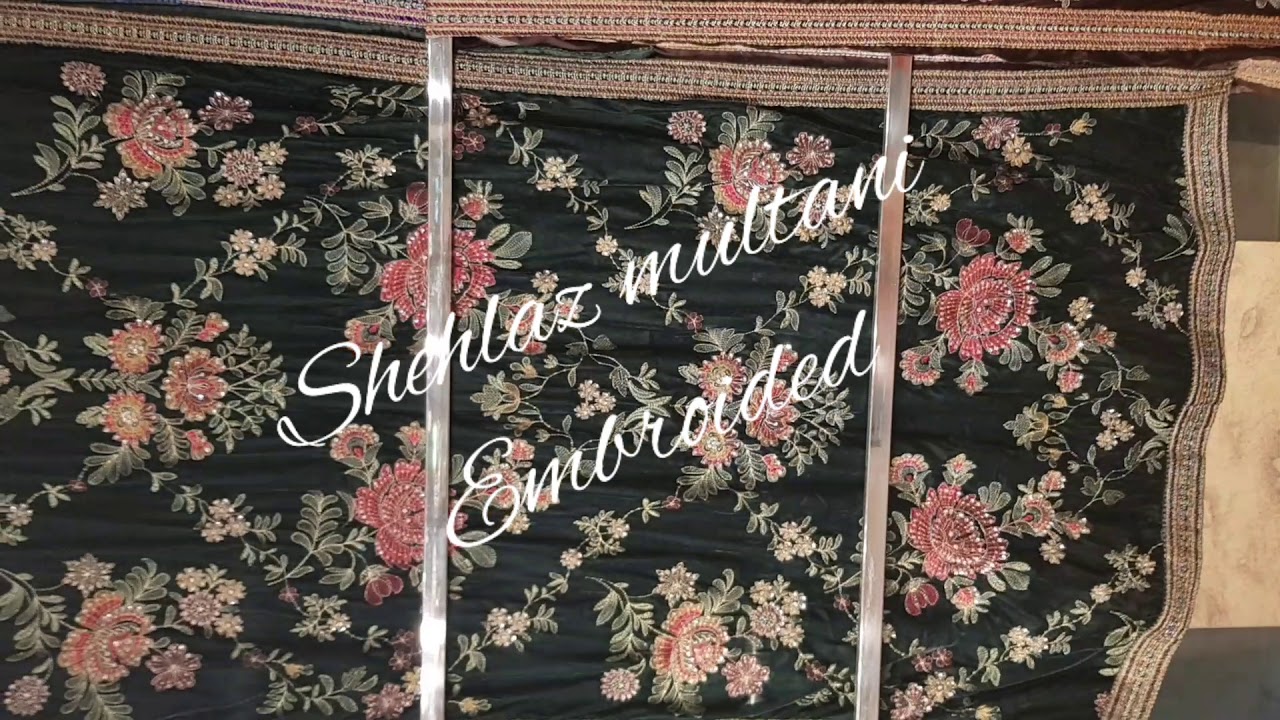 velvet embroided hand work shawal - YouTube
