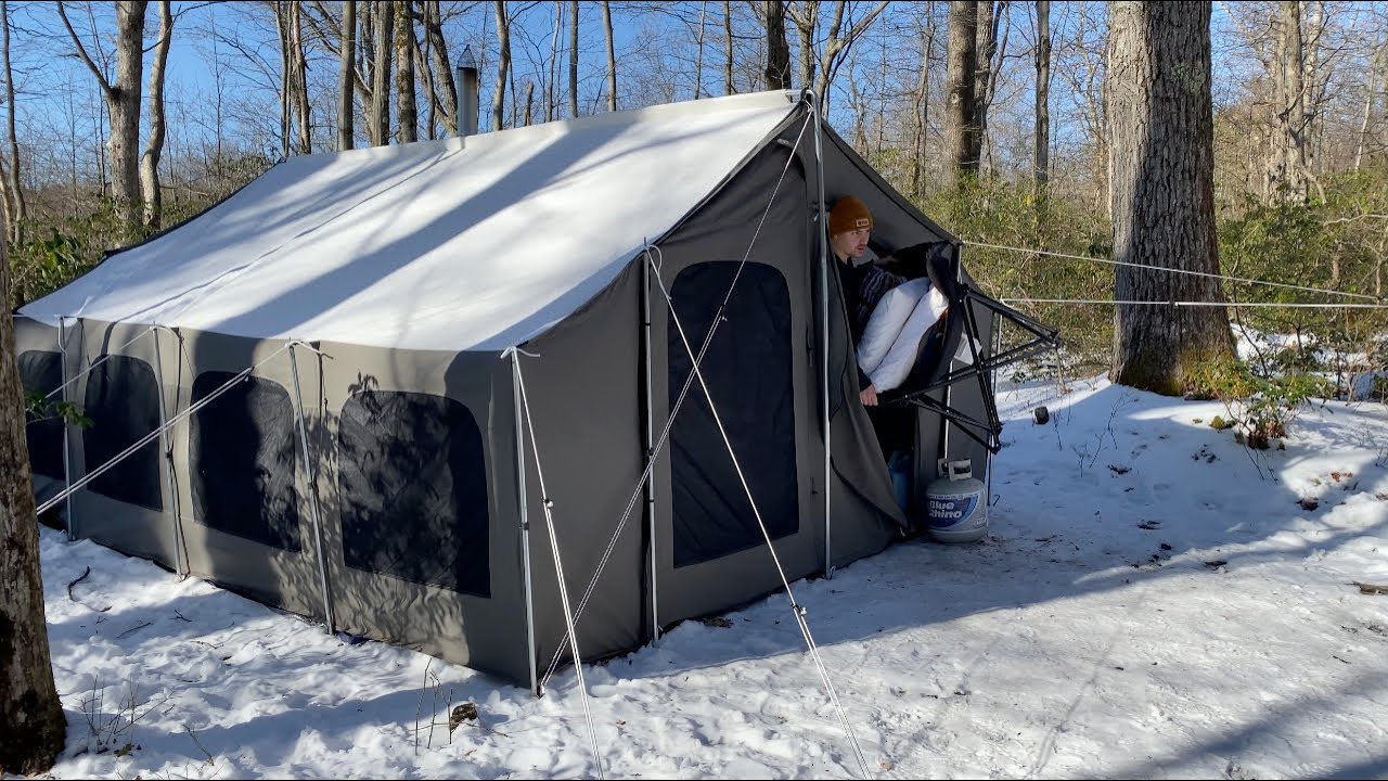 Enormous Hot Tent Camping in the Freezing Cold - YouTube