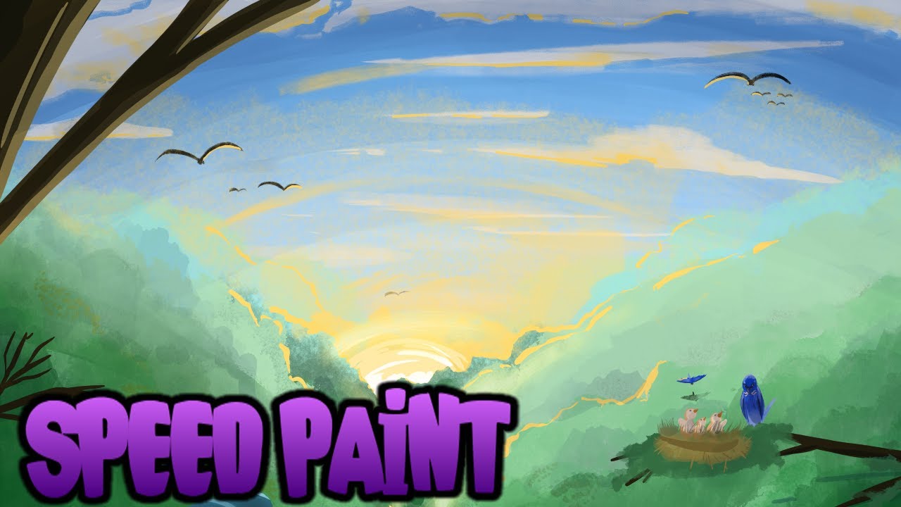 SPEED PAINT - BIRDS IN A NATURAL PLACE - DRAWING - YouTube