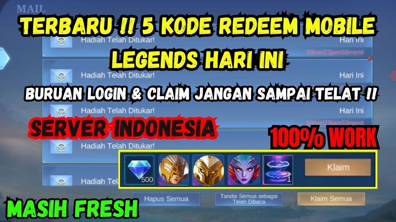 UPDATE!! 5 KODE REDEEM MOBILE LEGENDS HARI INI!! CODE REDEEM ML HARI ...