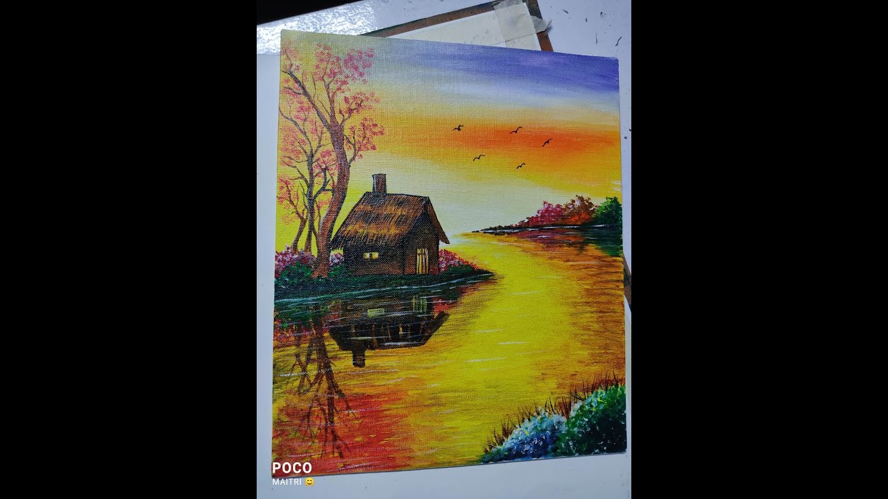 PRAKITIK DRISSO CANVAS MAITRI SANTRA | প্রাকিতিক দৃশ্য অঙ্কন । STEP BY ...