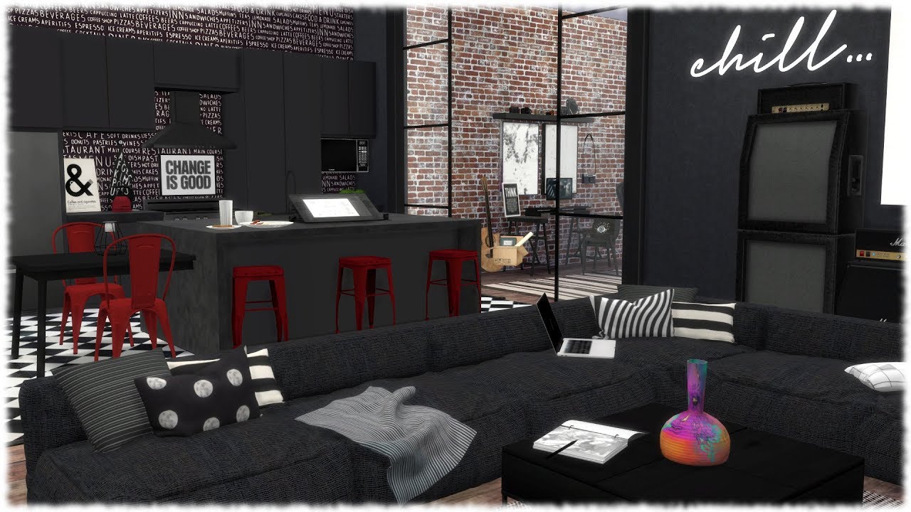 The Sims 4: Speed Build // YOUNG PUNK FAMILY APARTMENT - YouTube