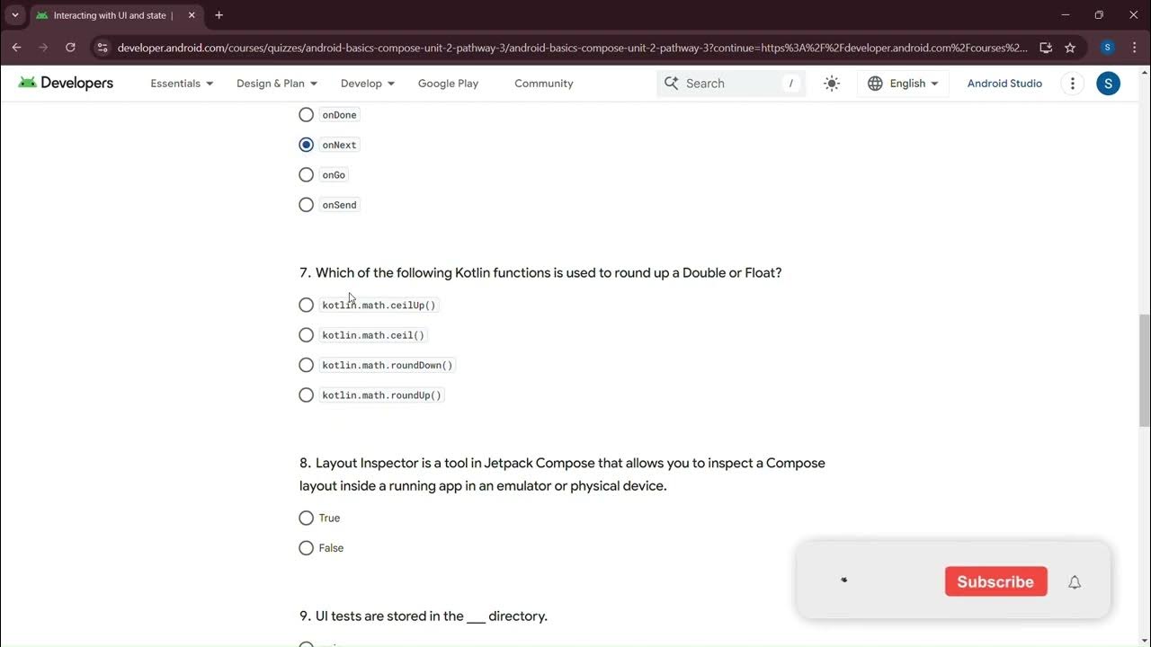 Unit - 2 Interacting with UI and state -- Quiz || Google Android Developers - YouTube