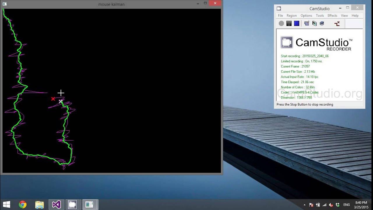 Kalman Filter Point Estimation - OpenCV 3.0 - YouTube