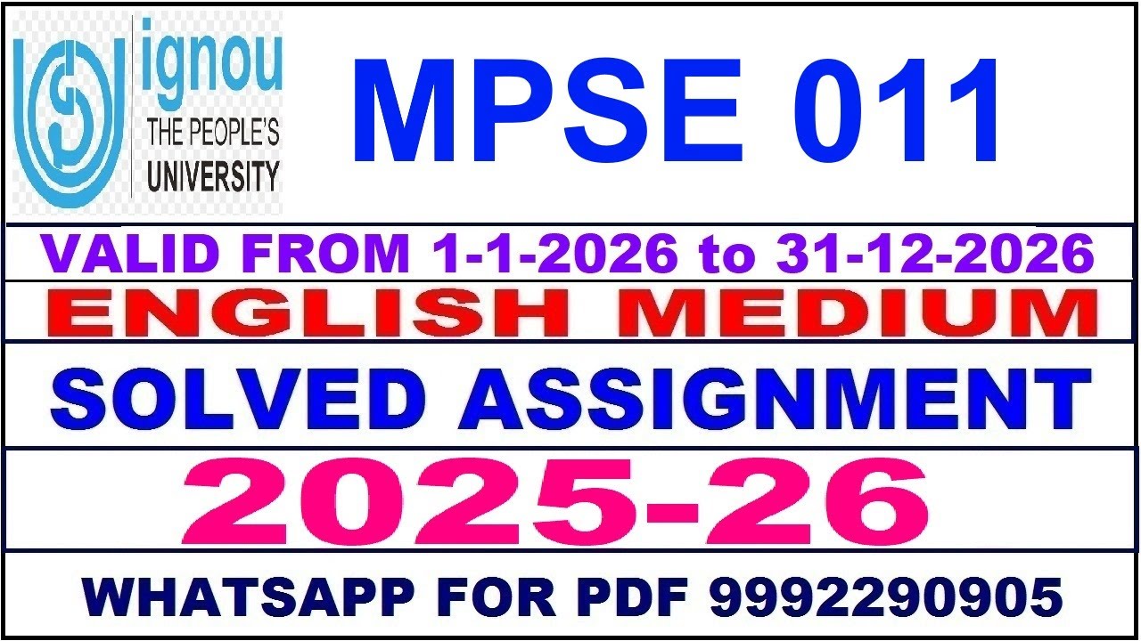 MPSE 011 solved assignment 2025-26 in English || mpse 011 solved ...