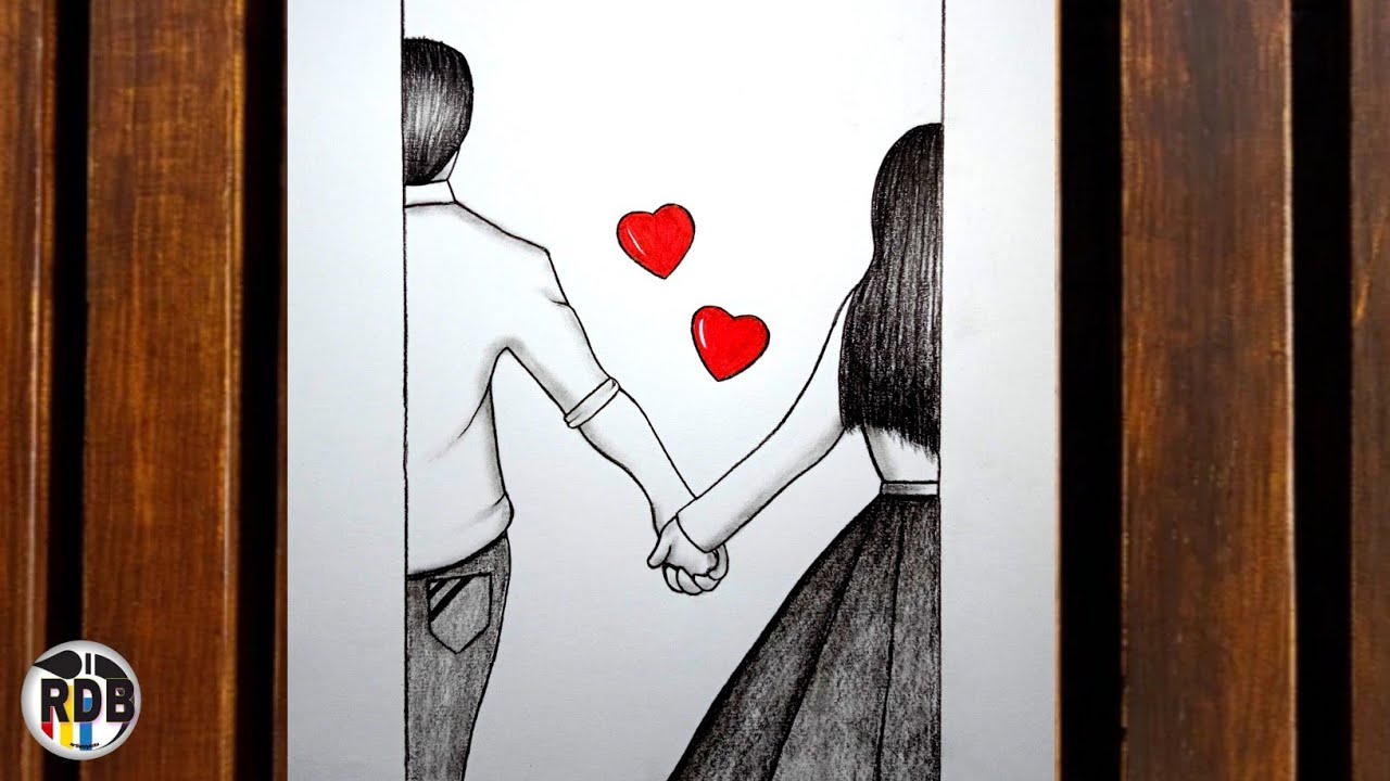 Romantic Couple Holding Hand Drawing Pencil || Love Couple Drawing/ How ...