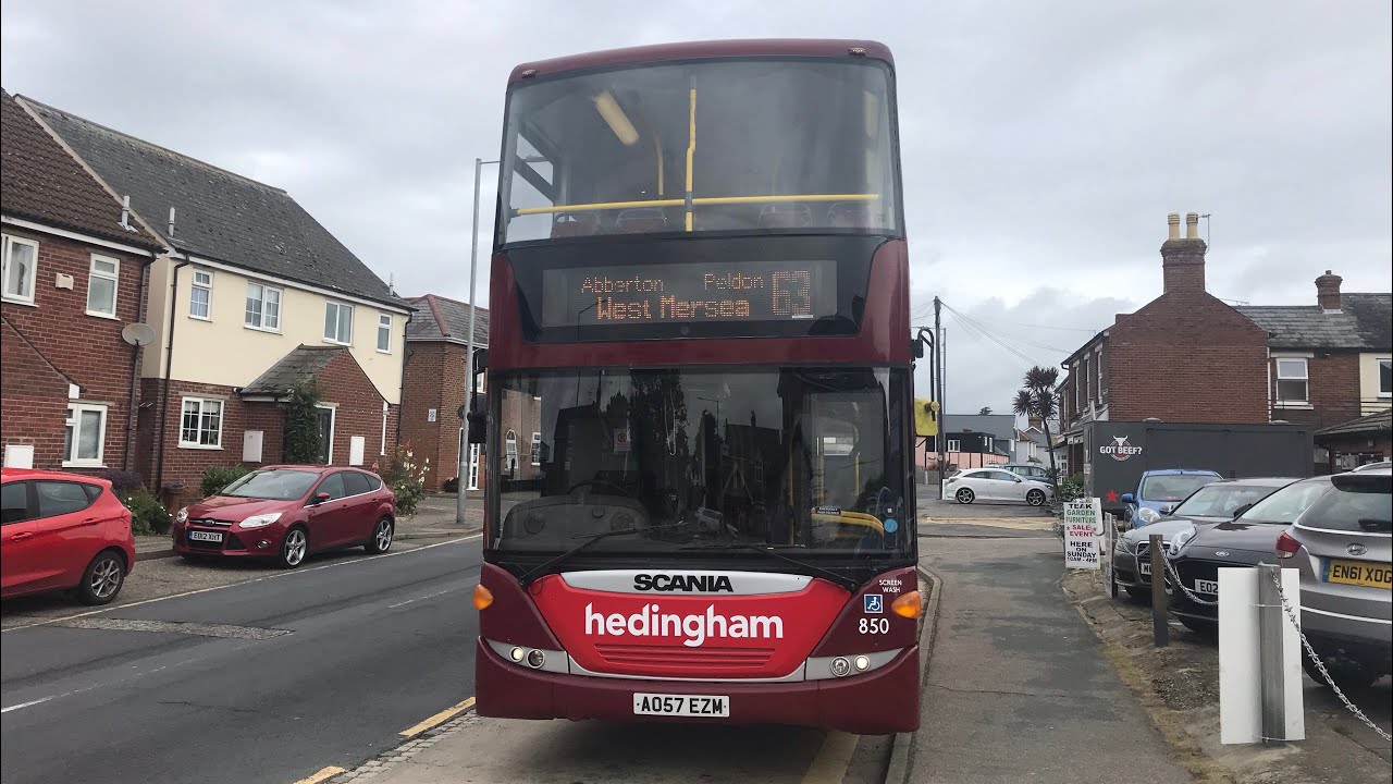 *Full thrash & kickdowns* Hedingham Scania N230UD OmniCity 850 Route 63 ...