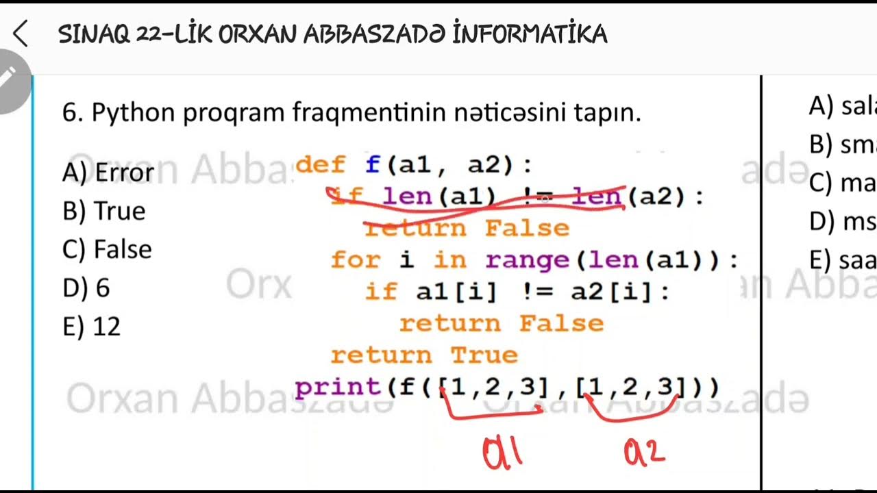Python sadə sual nümunəsi #abituriyent #sertifikasiya #miq #informatika #python - YouTube