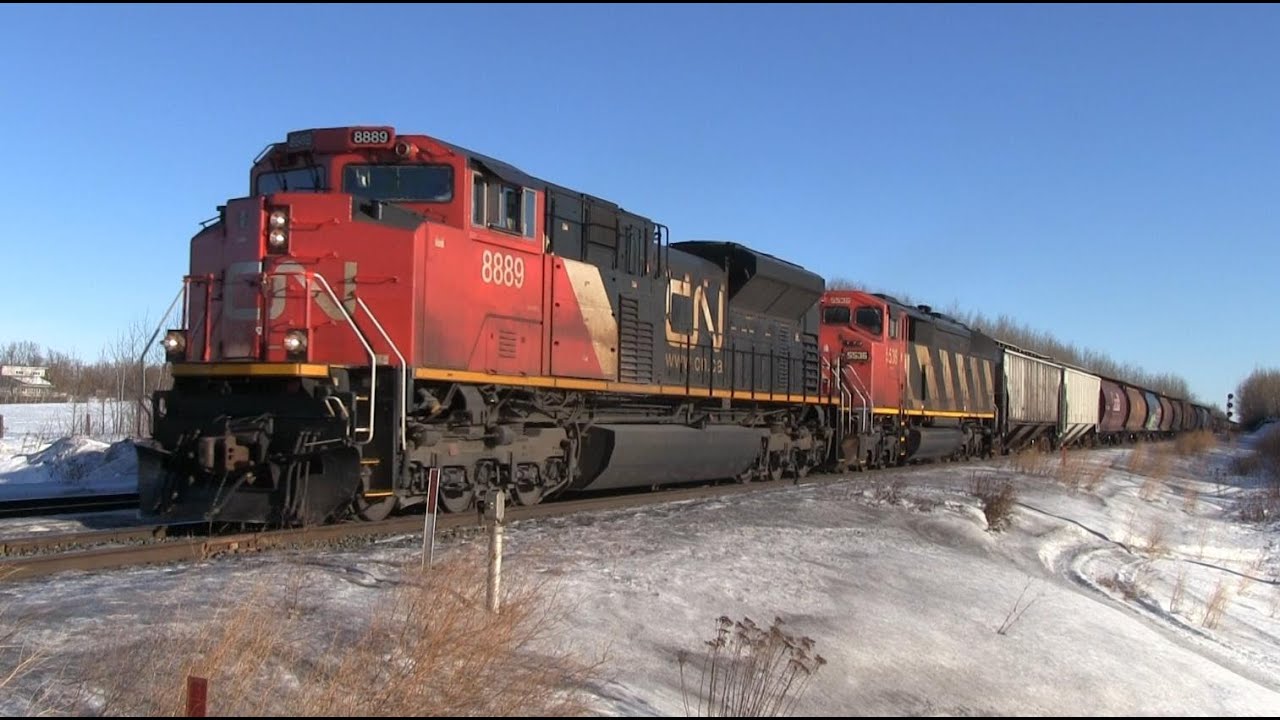 CN Train Spotting HD: Grainmodal | CN 8889 & 5536 Leads CN X111 West At ...