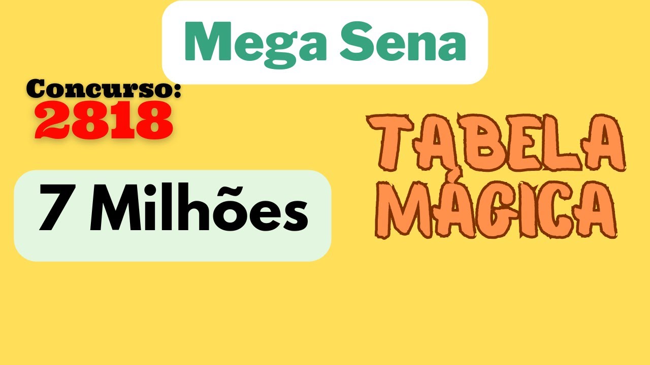 Dicas para Mega Sena 2818 - Tabela mágica - YouTube