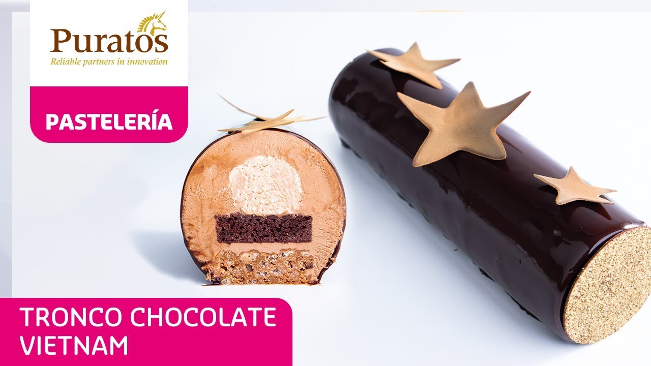 Tronco de chocolate Vietnam, naranja, albaricoque y praliné | RECETARIO ...