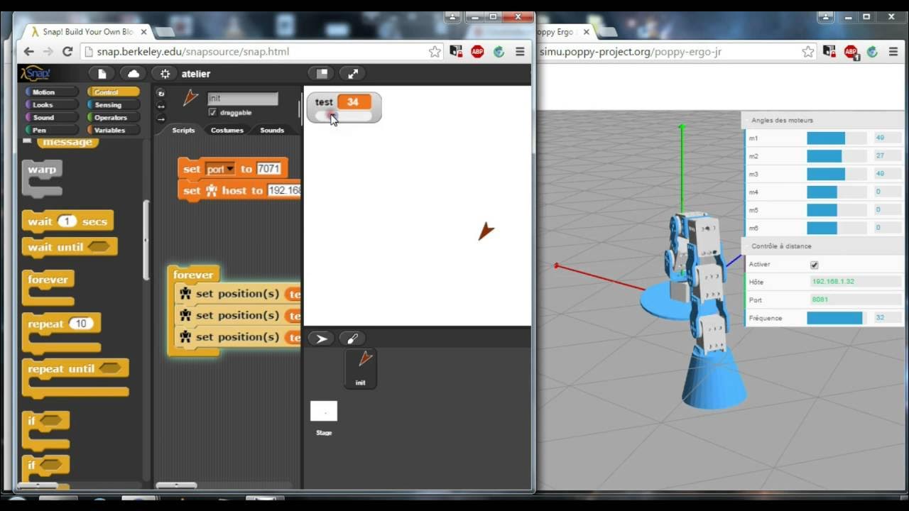 Poppy ErgoJr - Apprend: à manipuler le robot en Snap! (Scratch like ...