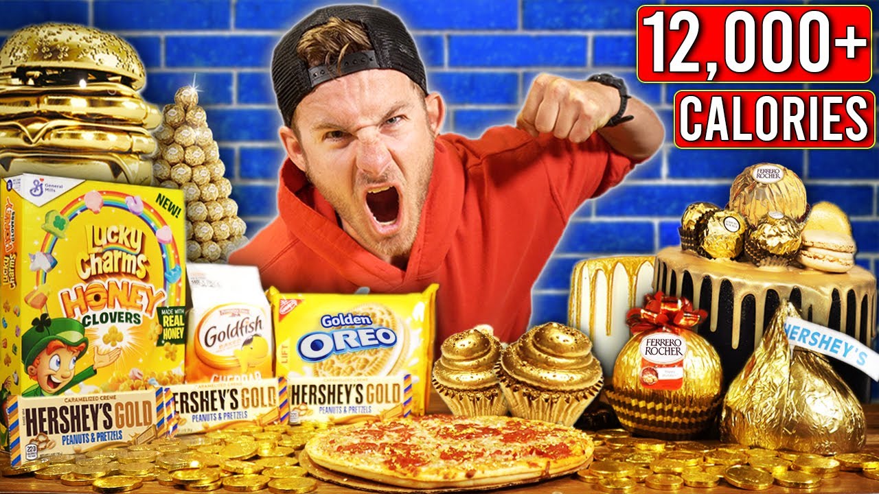 Eating 12,000+ Calories of ONLY Gold Food! - YouTube