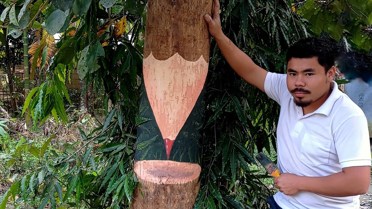 Easy 3D tree Illusion painting / tree Illusion art. - YouTube