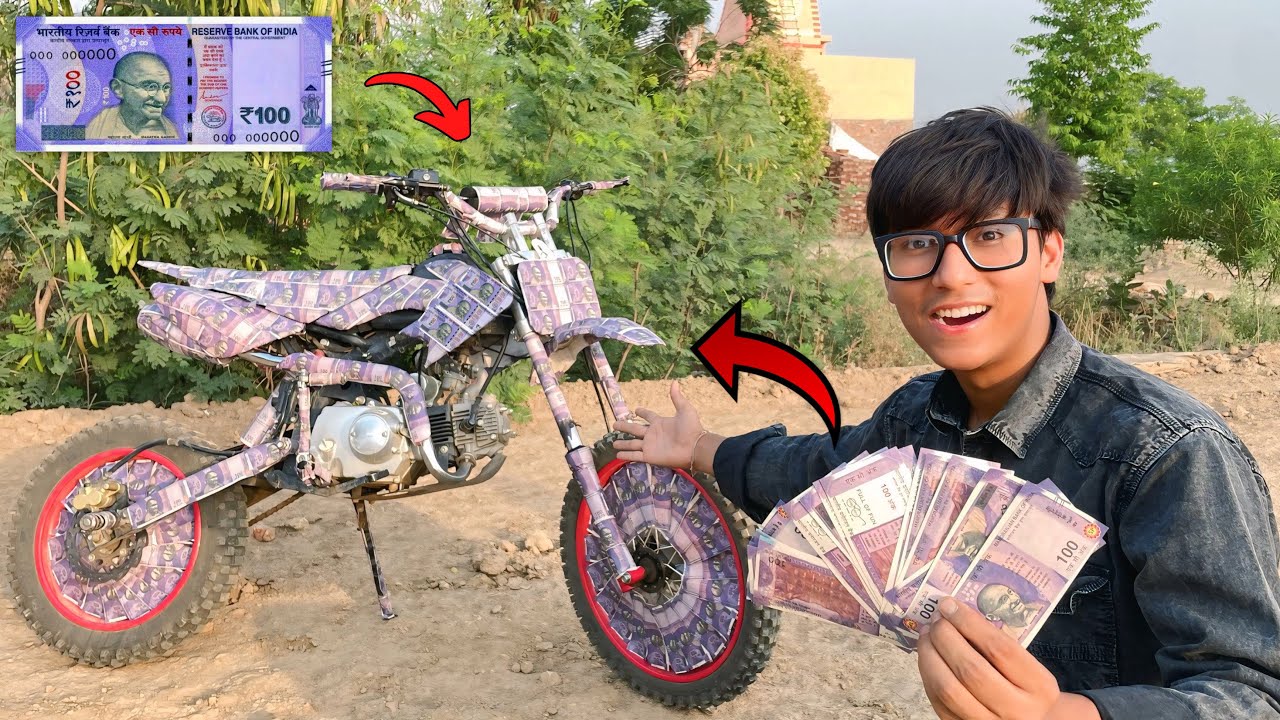 Money Wrap Modification On Dirt Bike 😲 ( Full Money Wrap ) only one in world 😱 - YouTube