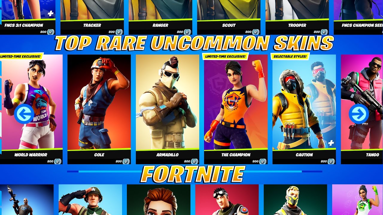 Top RARE Uncommon Skins in Fortnite - YouTube