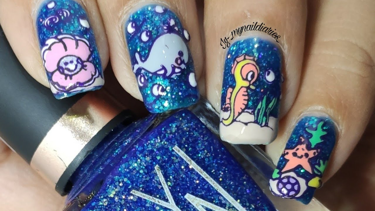 Cute SeaWorld Nail Art Tutorial!!! 🐙🐬🐚🐢 - YouTube