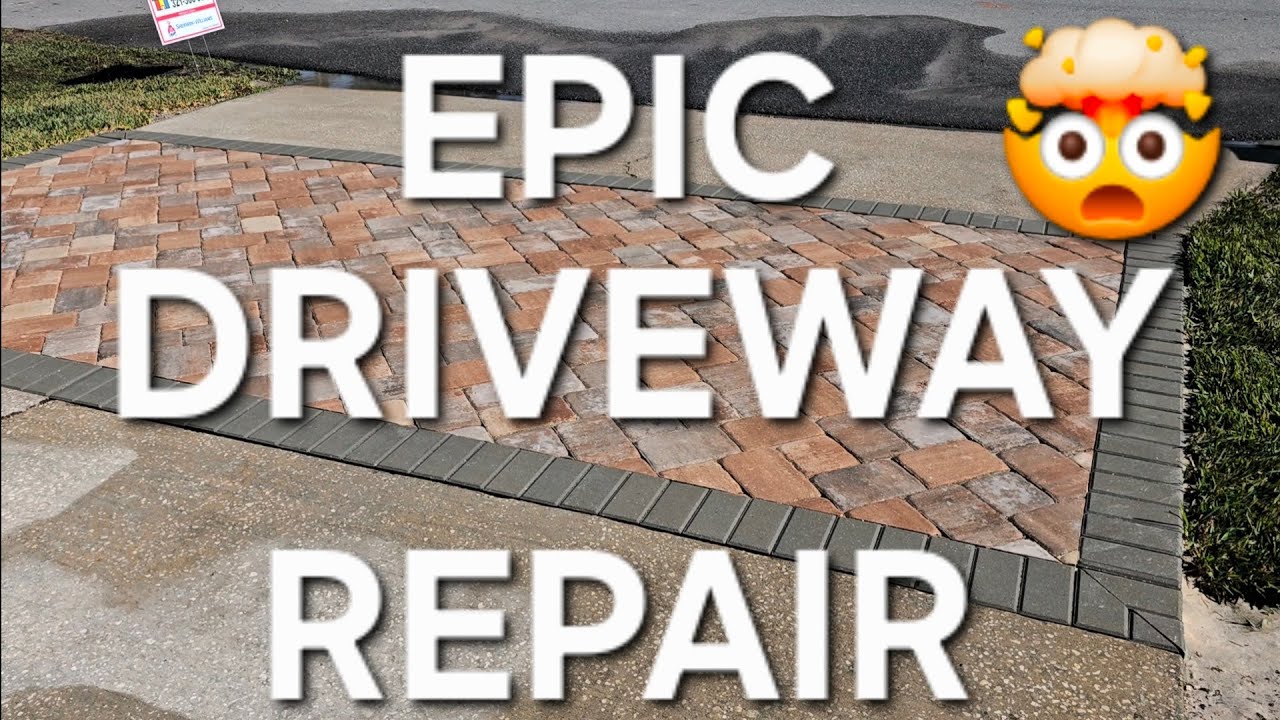 DIY driveway paver repair on old concrete. - YouTube