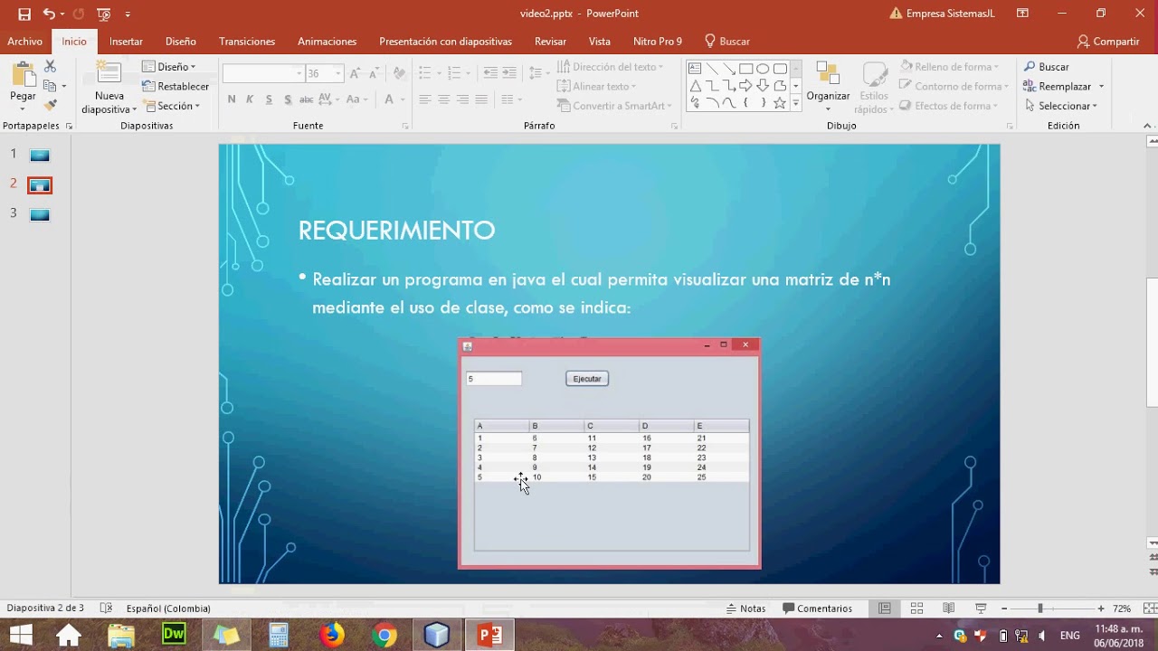 Matriz visual con clases en Java - YouTube
