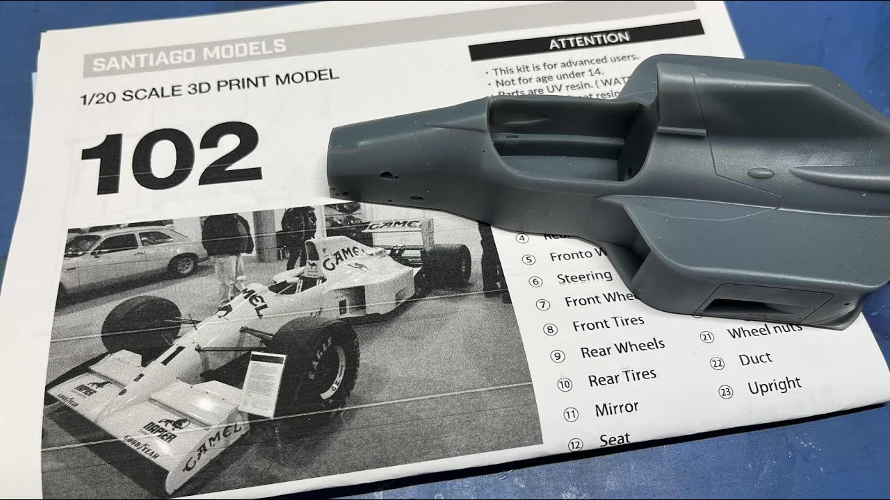 【1日目】SANTIAGO MODELS 1/20 SCALE 3D PRINT MODEL LOTUS 102 - YouTube