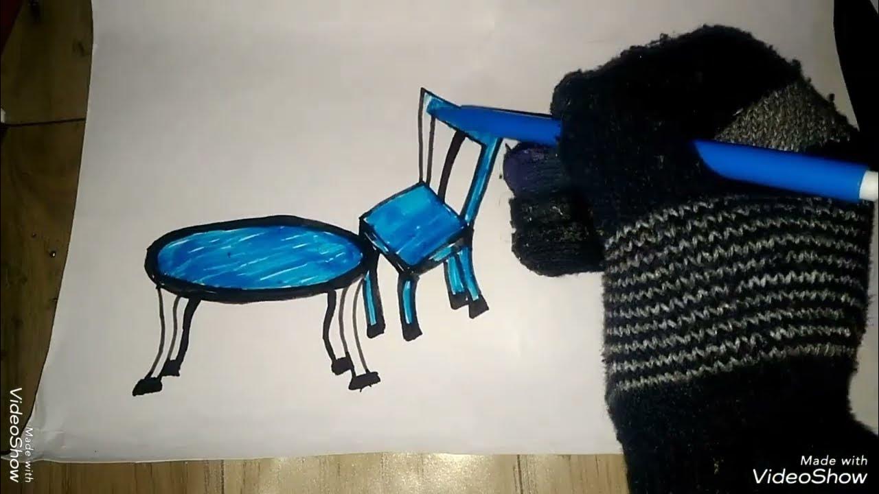 How to draw table and chairs / for beginners - YouTube