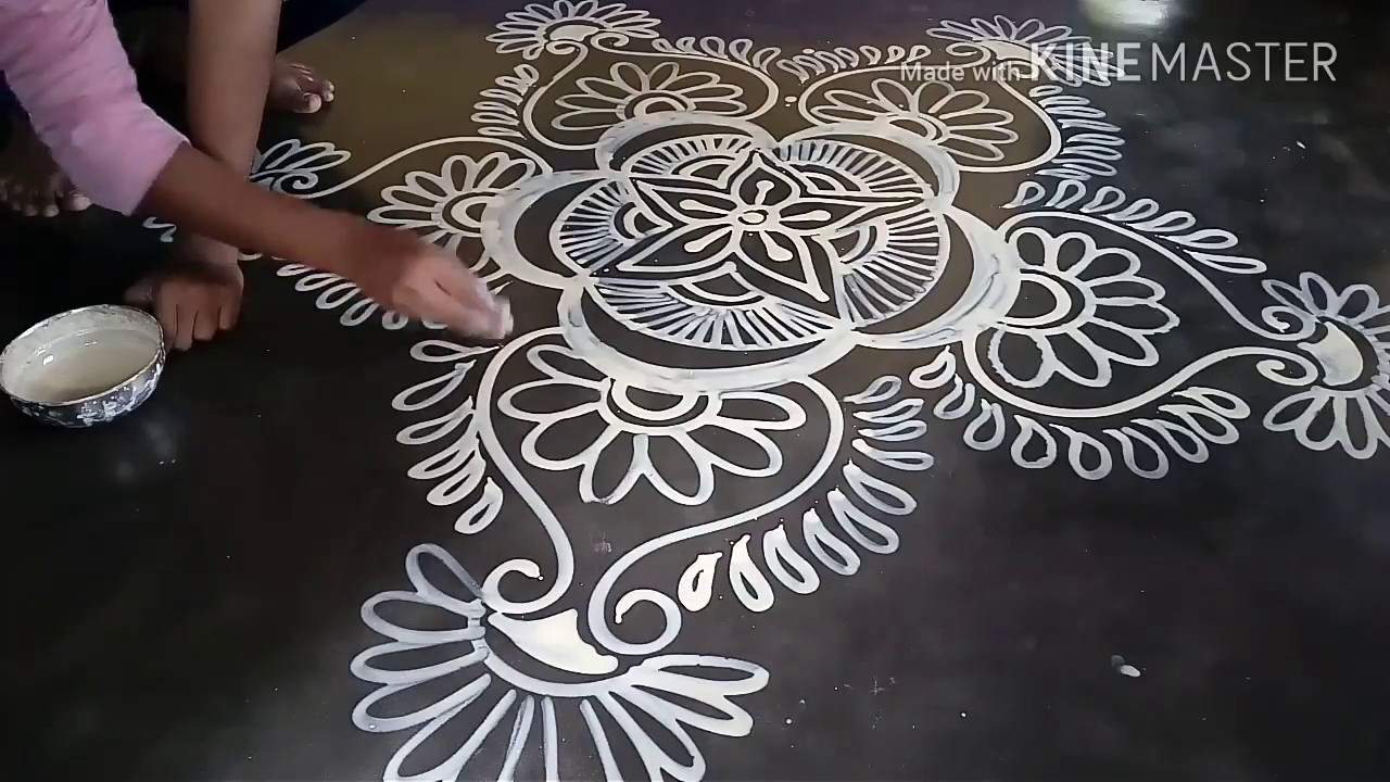 Very easy and simple alpona ,rangoli design / mukesh arts - YouTube