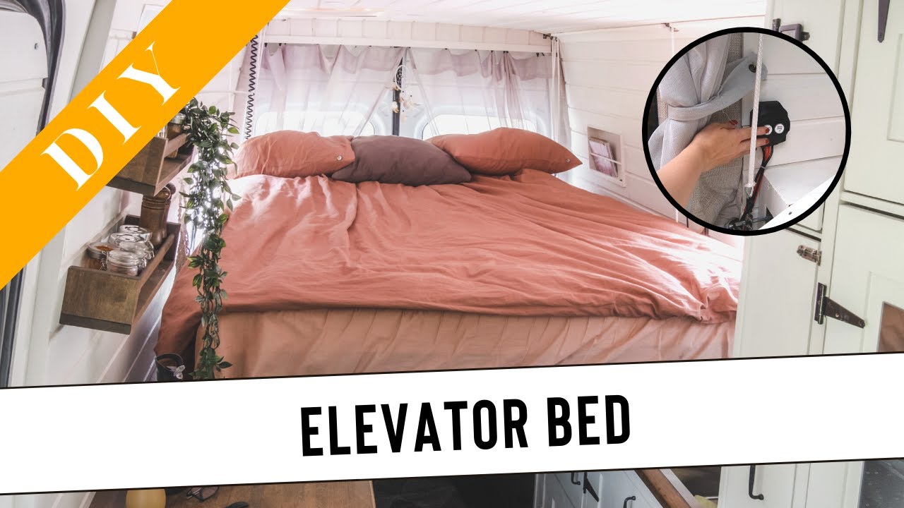 How our elevator bed works | Van conversion DIY elevator bed - YouTube