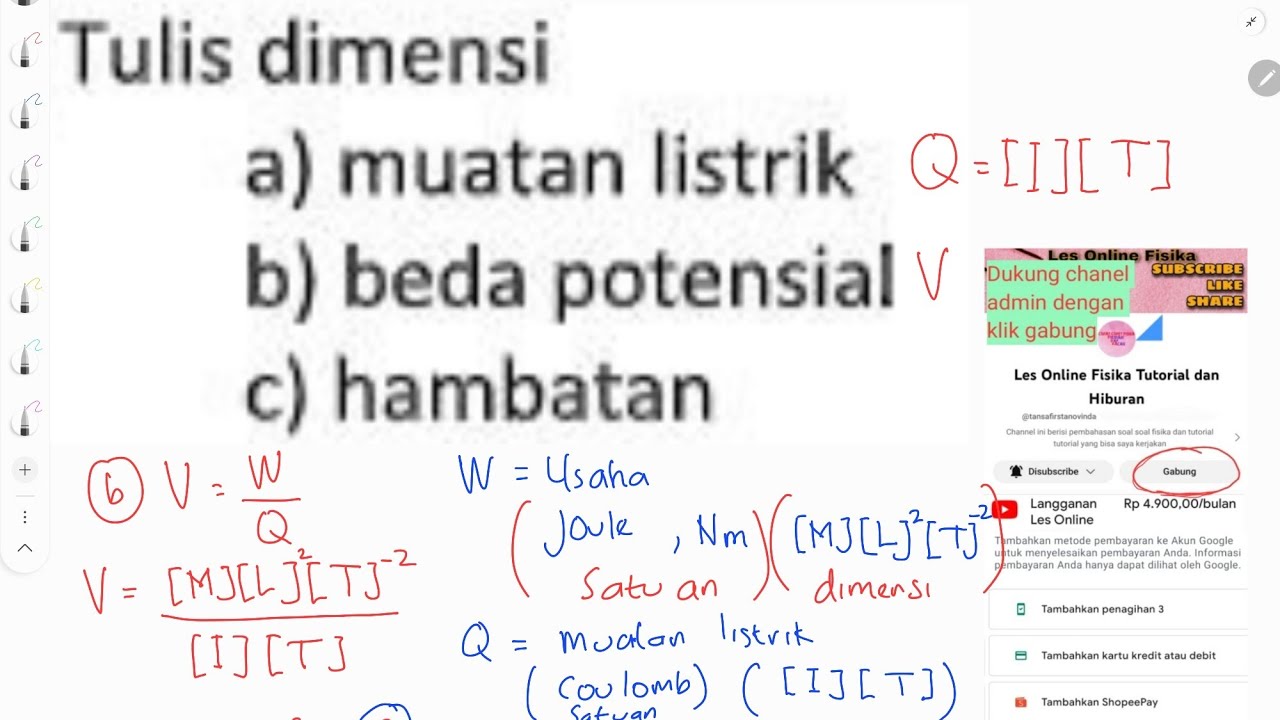 menuliskan dimensi muatan, beda potensial dan hambatan part 2 | part 1 ...