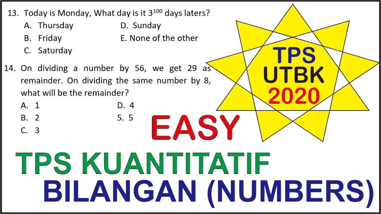 TPS Kuantitatif UTBK 2020 - 20 Soal Tentang Bilangan (Numbers) [Ciri ...
