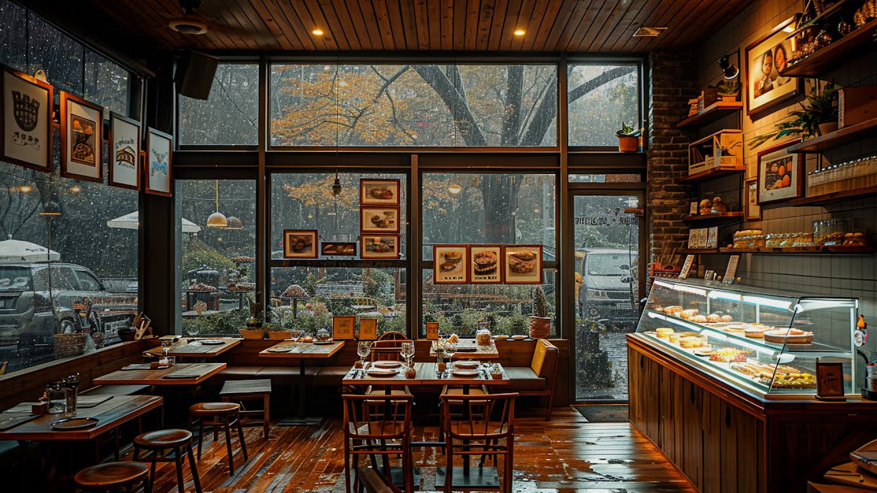 Peace On A Rainy Day In A Cozy Coffee Shop | Rain Sounds For Deep Sleep ...