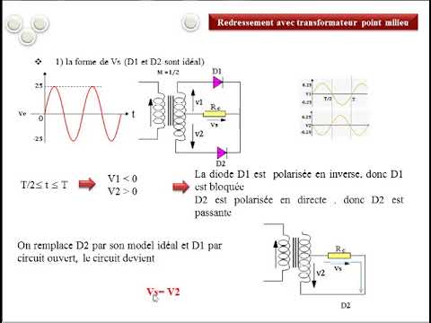 TD2 EXO1 redressement double alternance avec transformateur point au milieu - YouTube