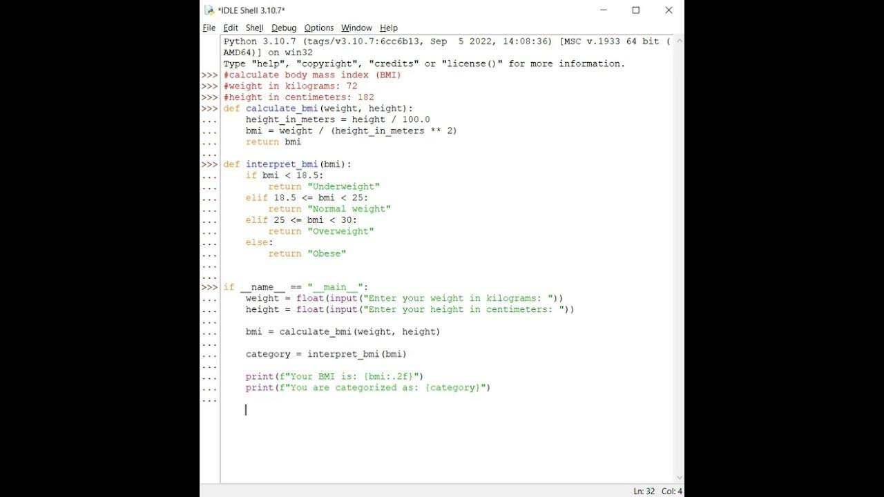 Calculate Body Mass Index Bmi In Python Coding Corepython