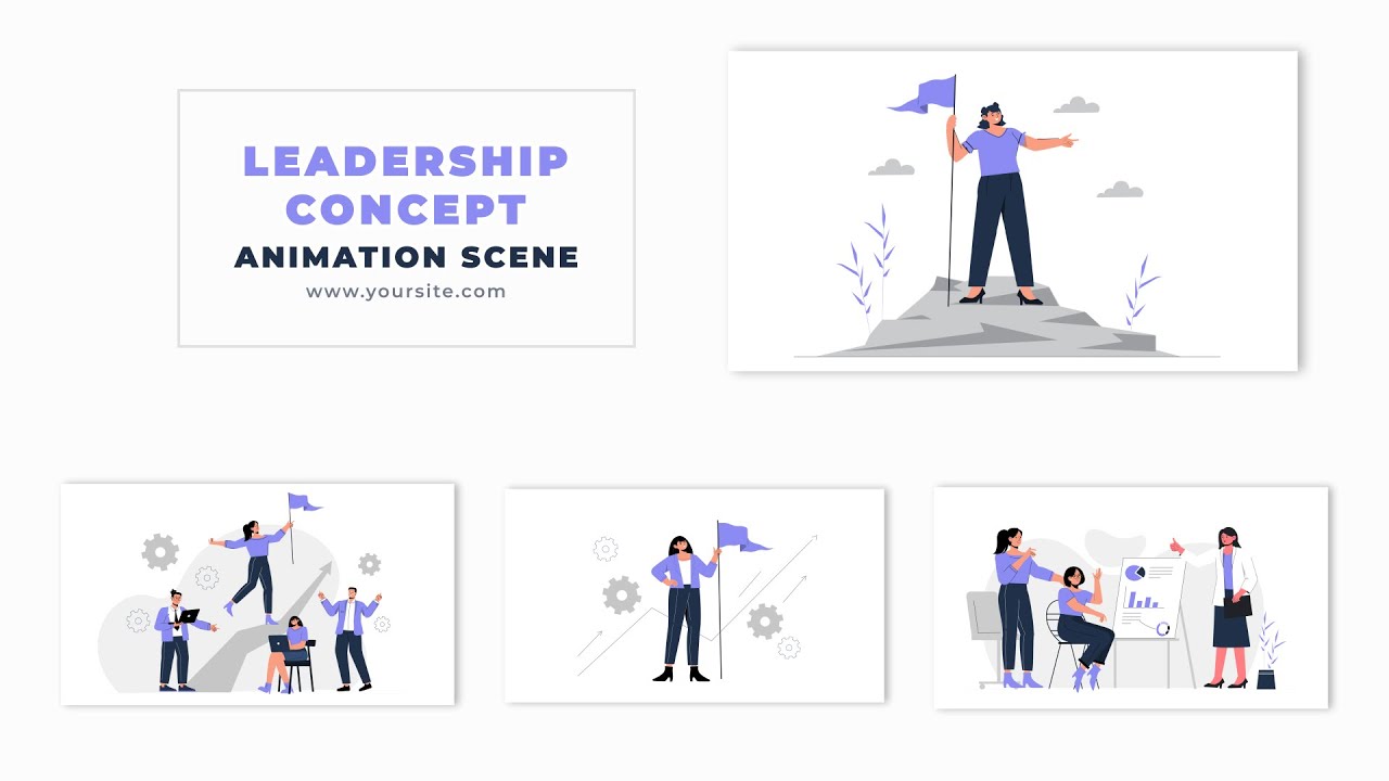 Leadership Concept Flat Vector Character Animation Scene After Effects ...