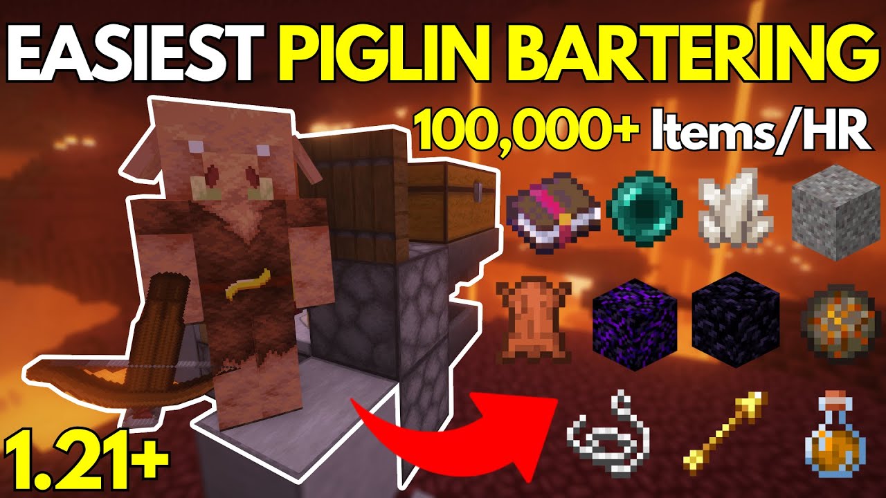 BEST PIGLIN BARTERING Farm for Minecraft Bedrock 1.21+ - YouTube