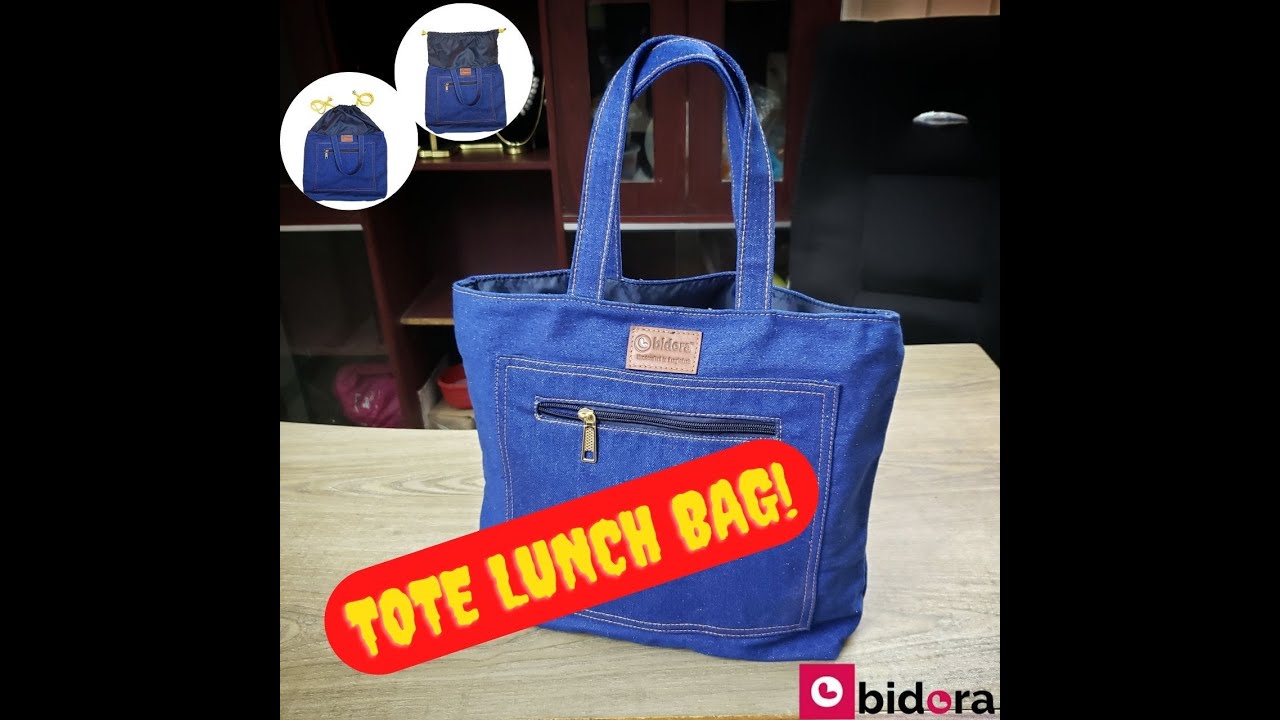 Bidora denim Tote Lunch bag #denimbag #lunchbox #totebag - YouTube