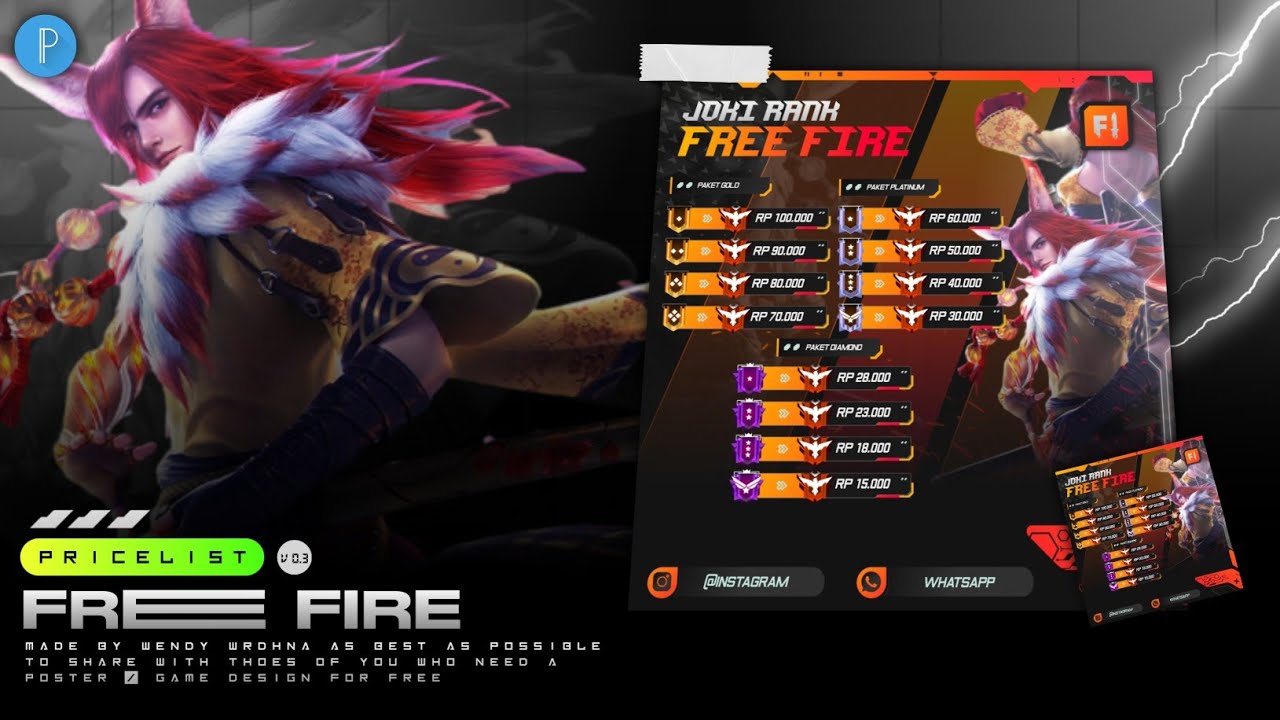 FILE PLP PIXELLAB POSTER PRICELIST JOKI RANK GARENA FREE FIRE | NO ...