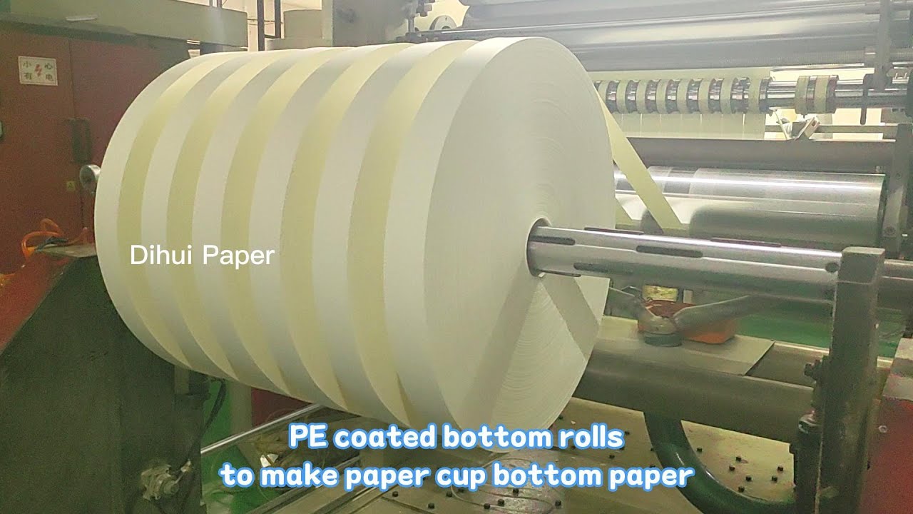 PE coated bottom rolls to make high quality paper cup - YouTube