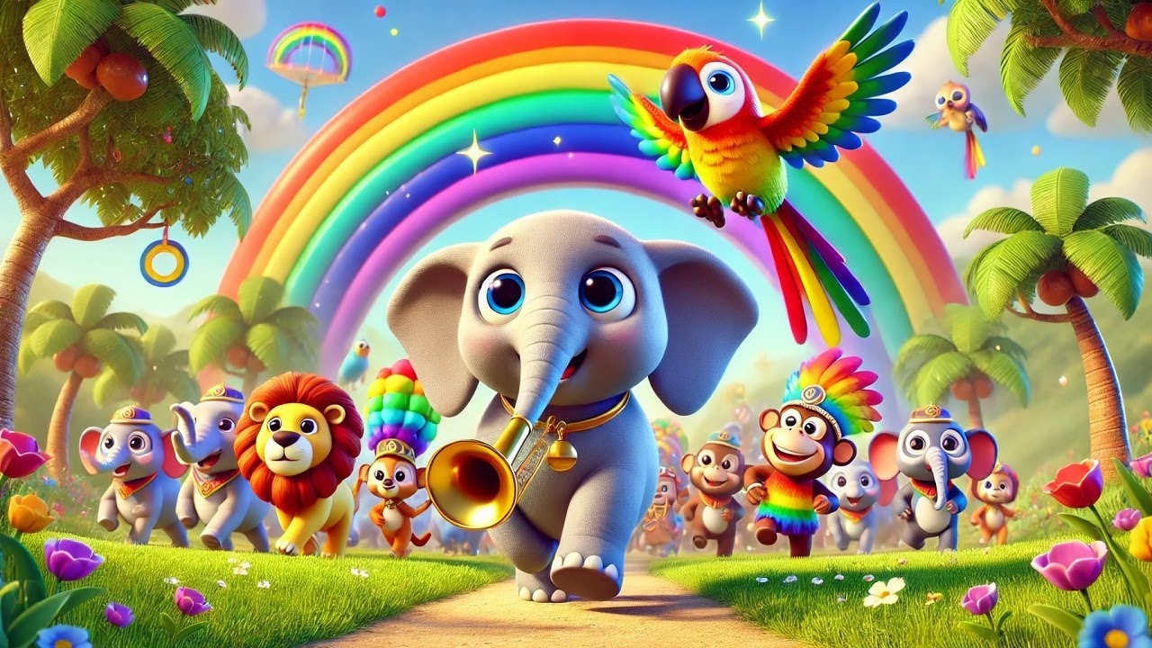 🎶 Rainbow Animal Parade! 🐘🌈 Fun Kids Song | Jolly Pip Learn & Sing ...