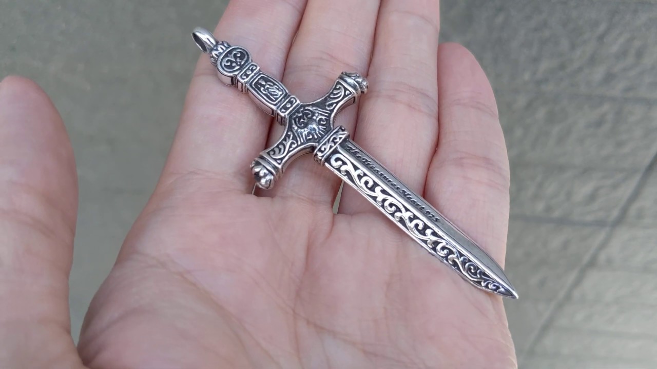 Sterling Silver Warrior Sword Pendant - YouTube
