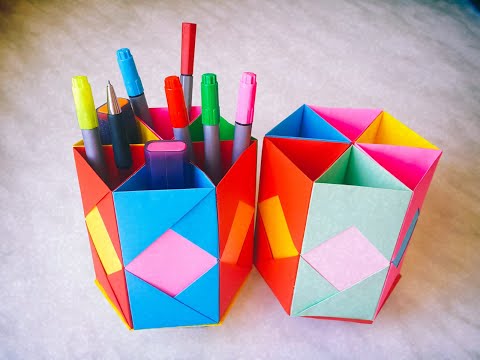Kağıttan Kalemlik (Pencil Case )Yapımı Origami 16